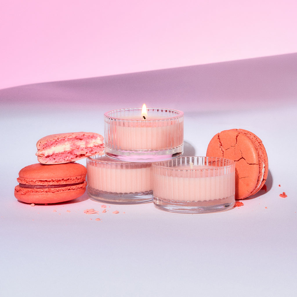 Snif | Raspberry Macaron Votive Set| Non-Toxic, Vegan Candles | Snif